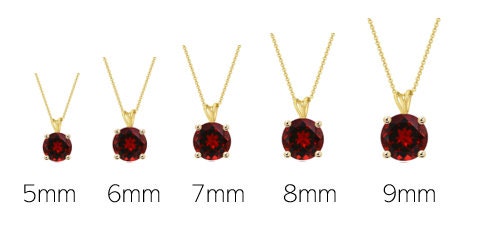 14K Solid Gold Birth Stone Pendant | Birthstone Pendant| Garnet ...