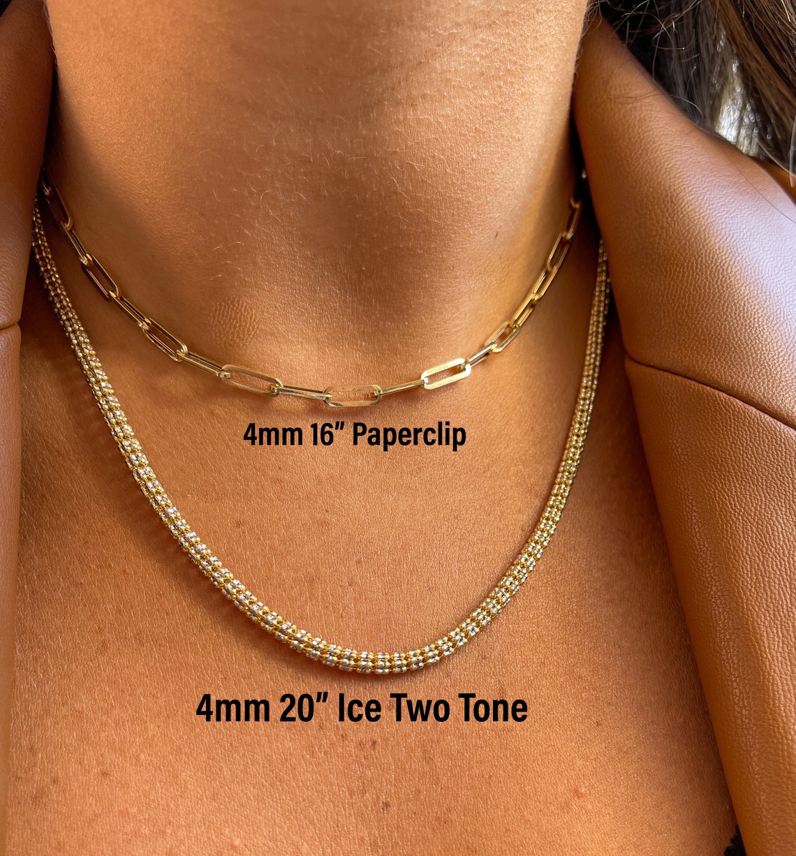 14K Gold Two Tone Ice Chain Diamond Cut 14K Ice Link Chain - Etsy