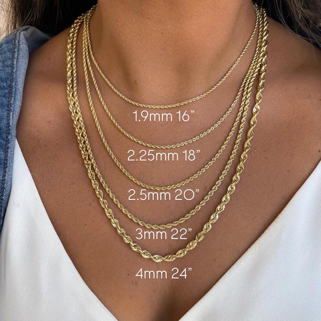 14K Gold Rope Chain | Rope Gold Chain | 14K Gold Necklace Chain - Etsy