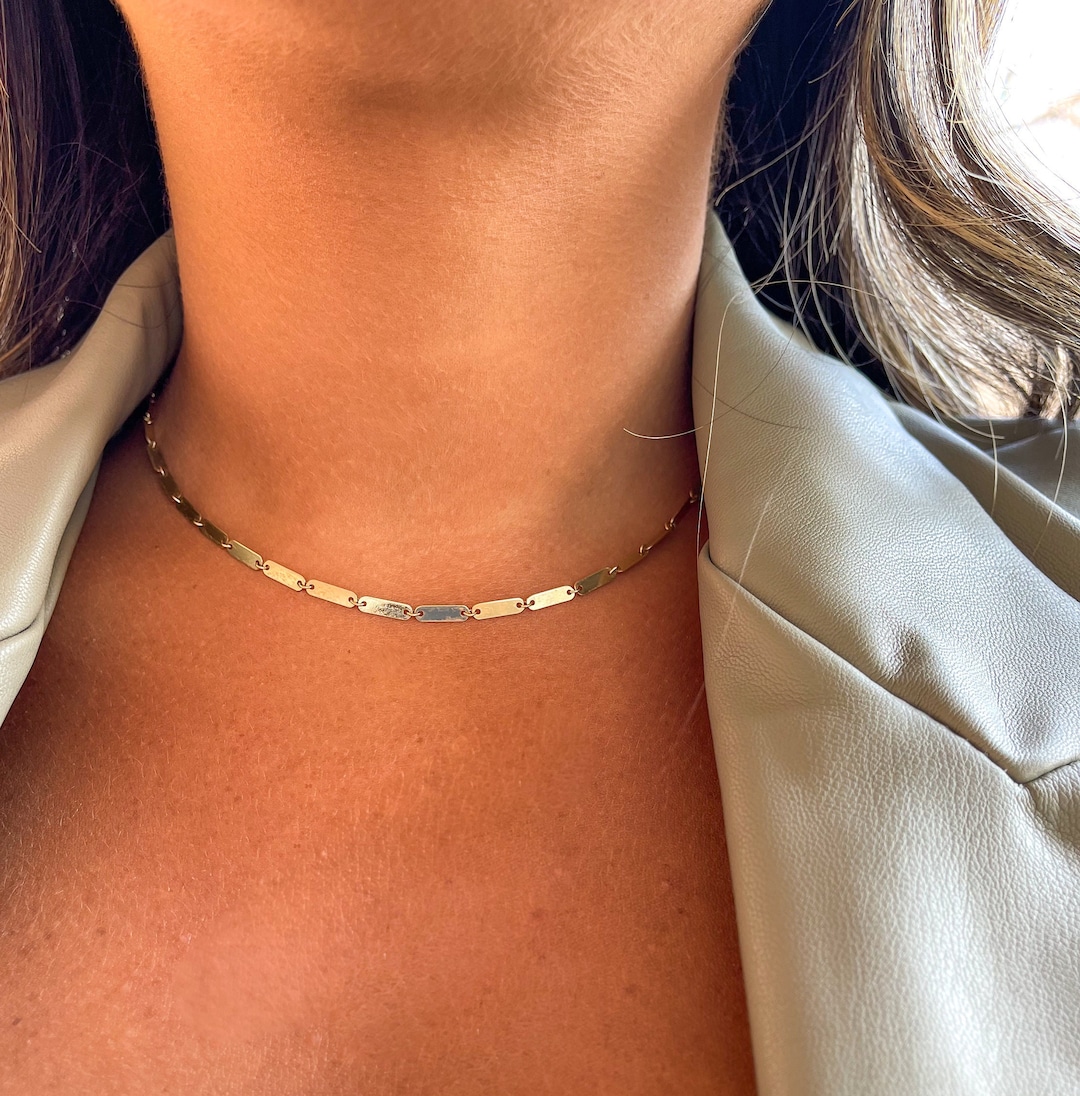 Solid 14K Gold Bar Link Chain | 2.8mm Bar Chain | 14K Gold Bar Chain ...