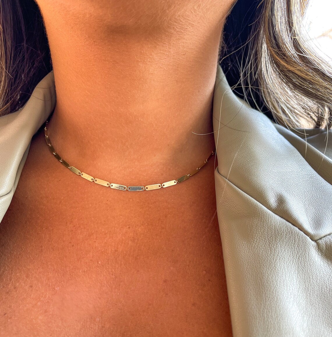 Solid 14K Gold Bar Link Chain 2.8mm Bar Chain 14K Gold Bar - Etsy