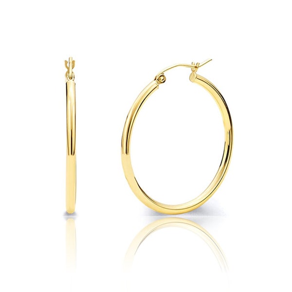 Solid 14k Gold Hoops - Etsy