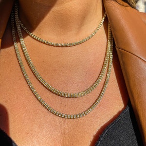 14K Gold Two Tone Ice Chain | Diamond Cut Link - Etsy