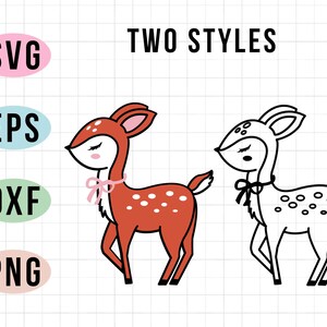 Cute Baby Deer Svg | Layered Kawaii Deer Svg | Adorable Animal Spring ...