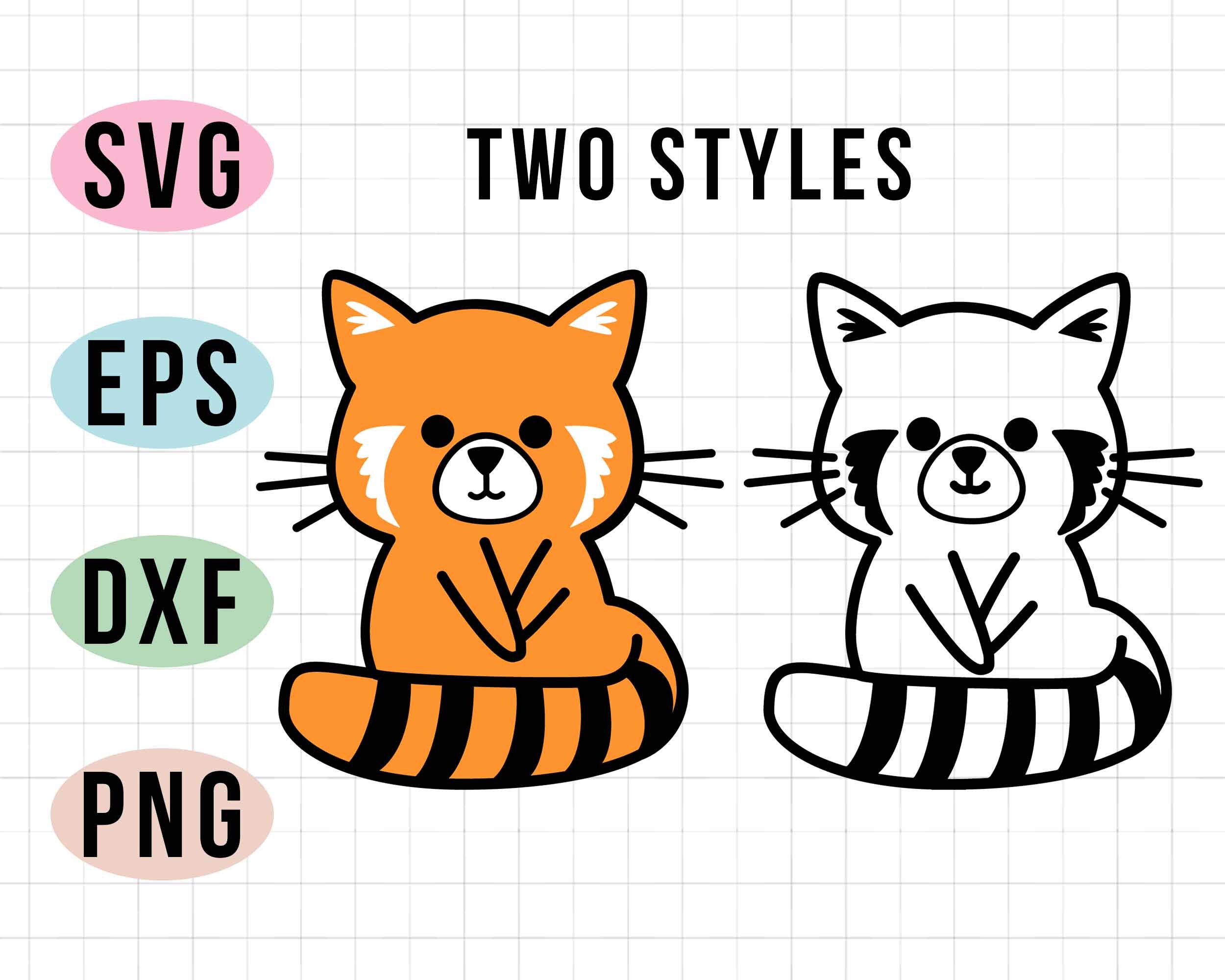 Cute Red Panda Svg | Kawaii Red Panda Svg | Black Outline Animal Svg ...