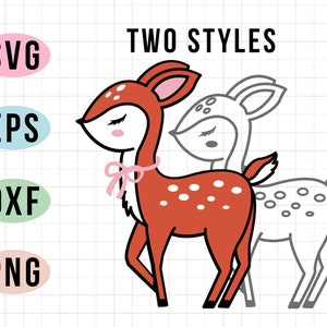 Cute Baby Deer Svg | Layered Kawaii Deer Svg | Adorable Animal Spring ...