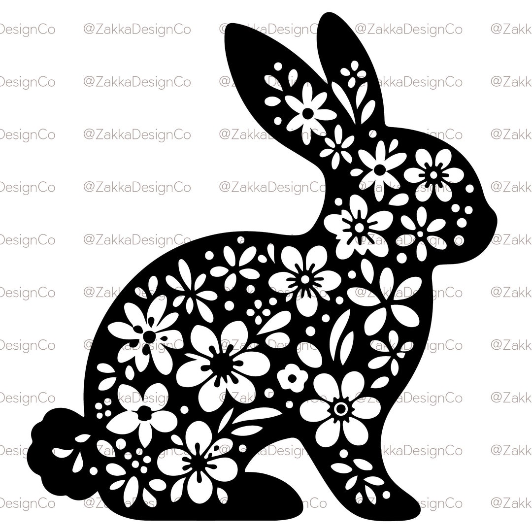 Bunny Flower Svg, Rabbit Floral Svg, Farm House, Bunny Lover ...