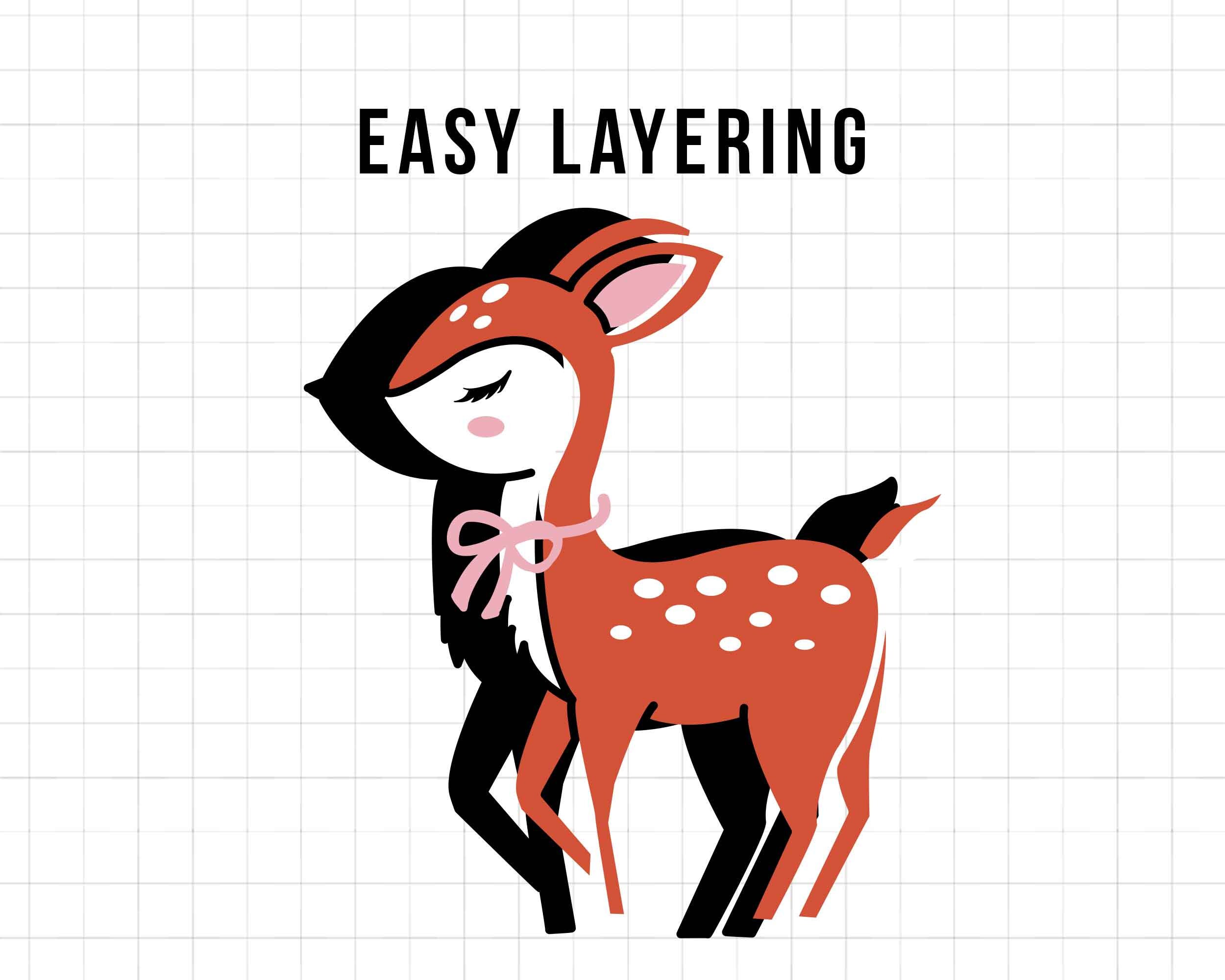 Cute Baby Deer Svg | Layered Kawaii Deer Svg | Adorable Animal Spring ...