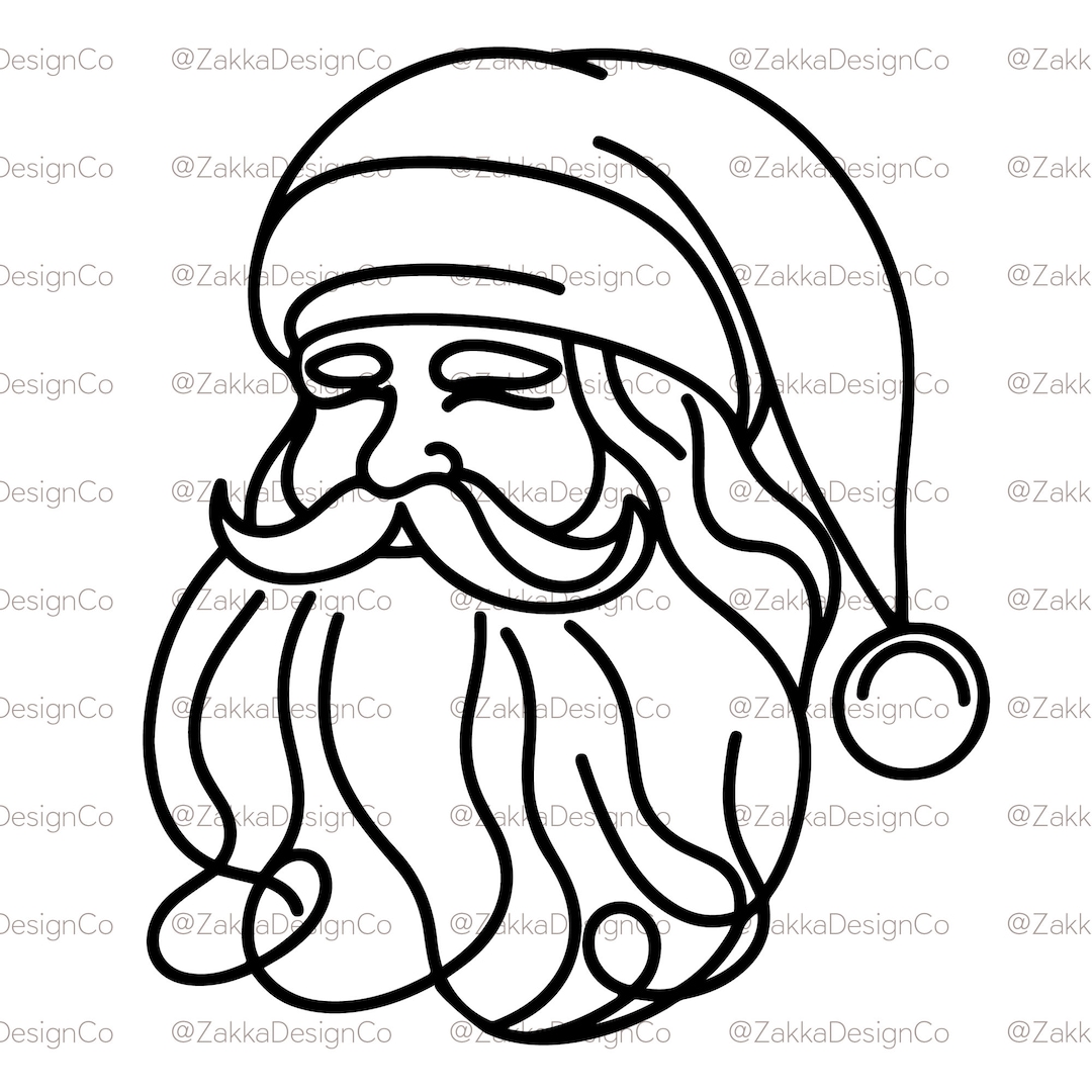 Santa Line Art Svg, Abstract Santa Svg, One Line T Shirt Design ...