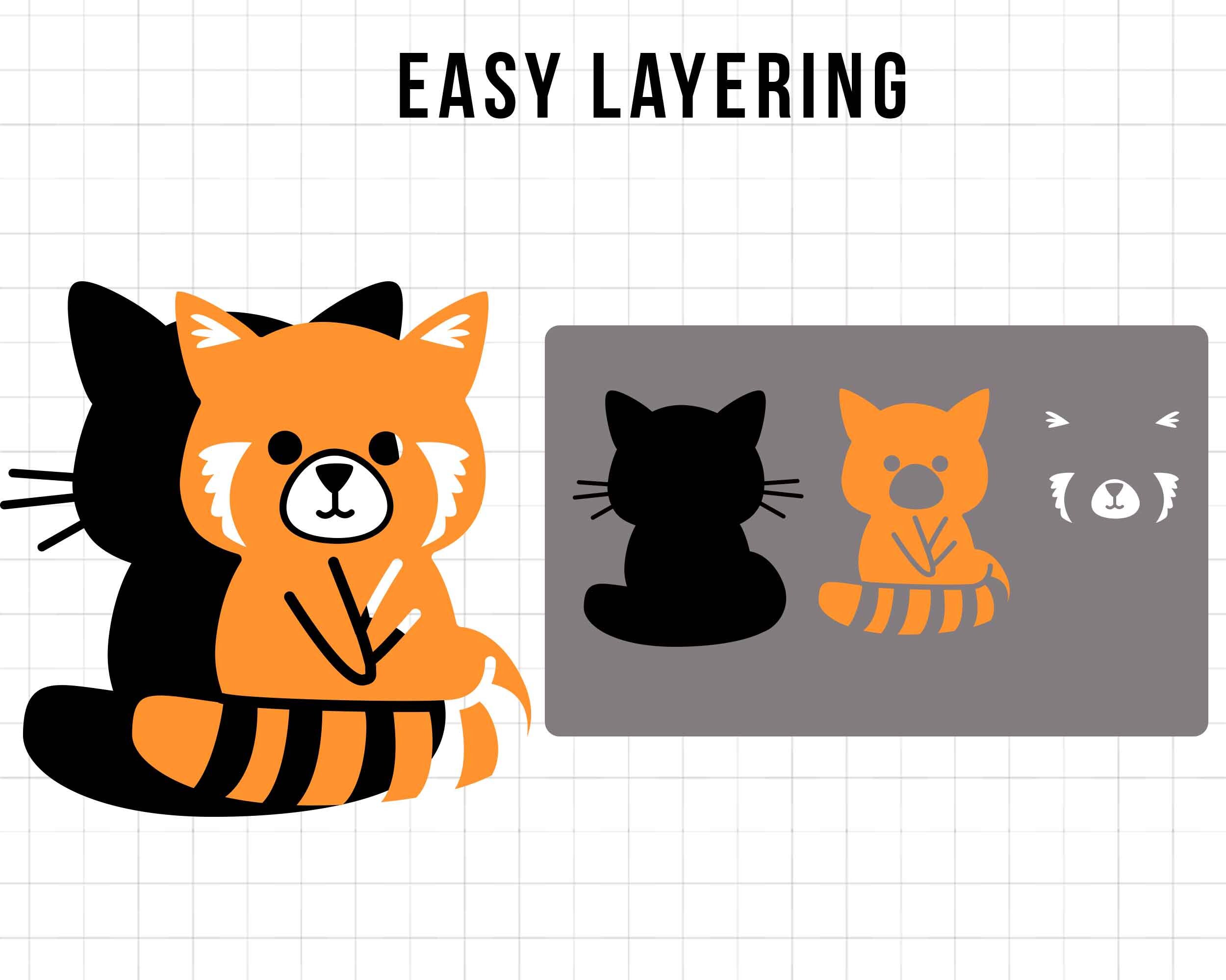 Cute Red Panda Svg | Kawaii Red Panda Svg | Black Outline Animal Svg ...