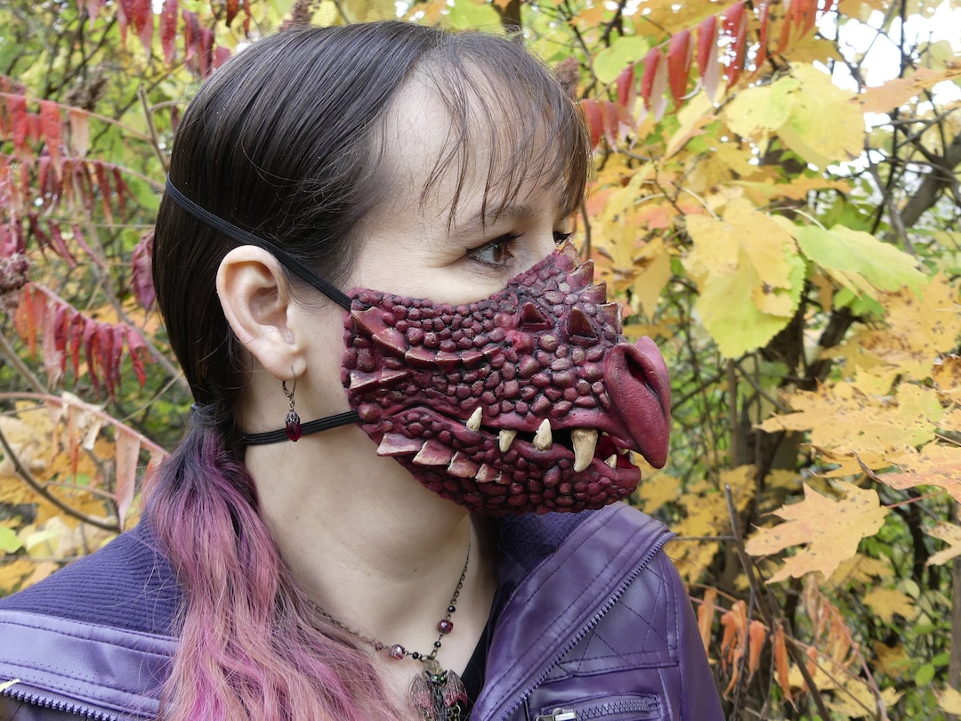 Deluxe Dragon Face Mask, Fantasy Reptile Skeksis Monster Creature Mask ...