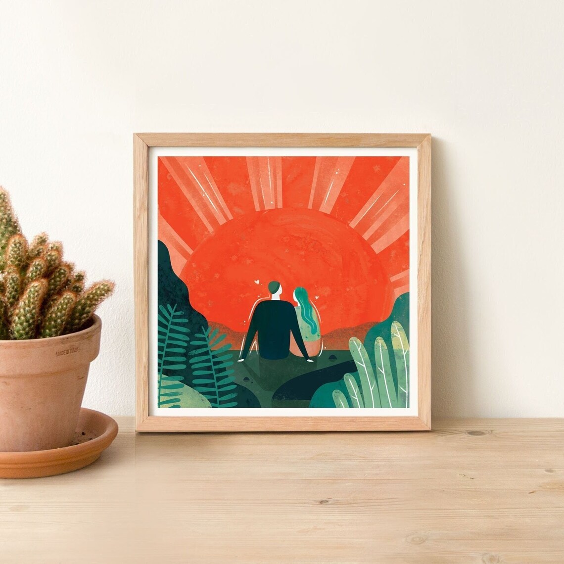 12 X 12 Inch Wall Art, Illustration Print, You Brighten My Day, Couple ...