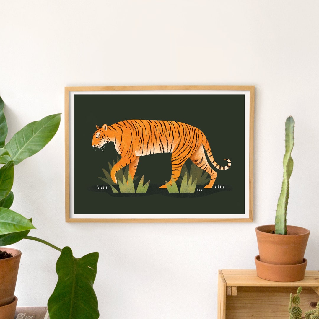 A3 Wall Art, Illustration Print, Tiger, Animal Artwork - Etsy
