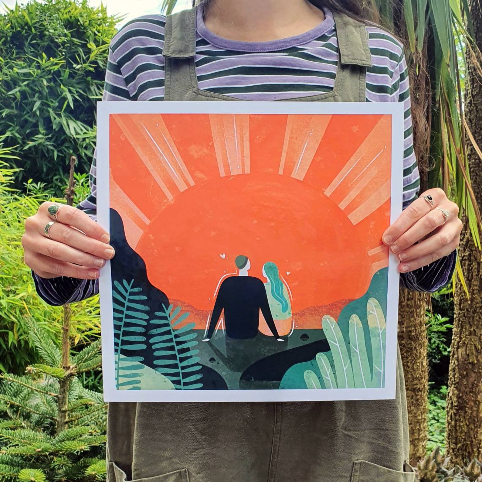 12 X 12 Inch Wall Art, Illustration Print, You Brighten My Day, Couple ...