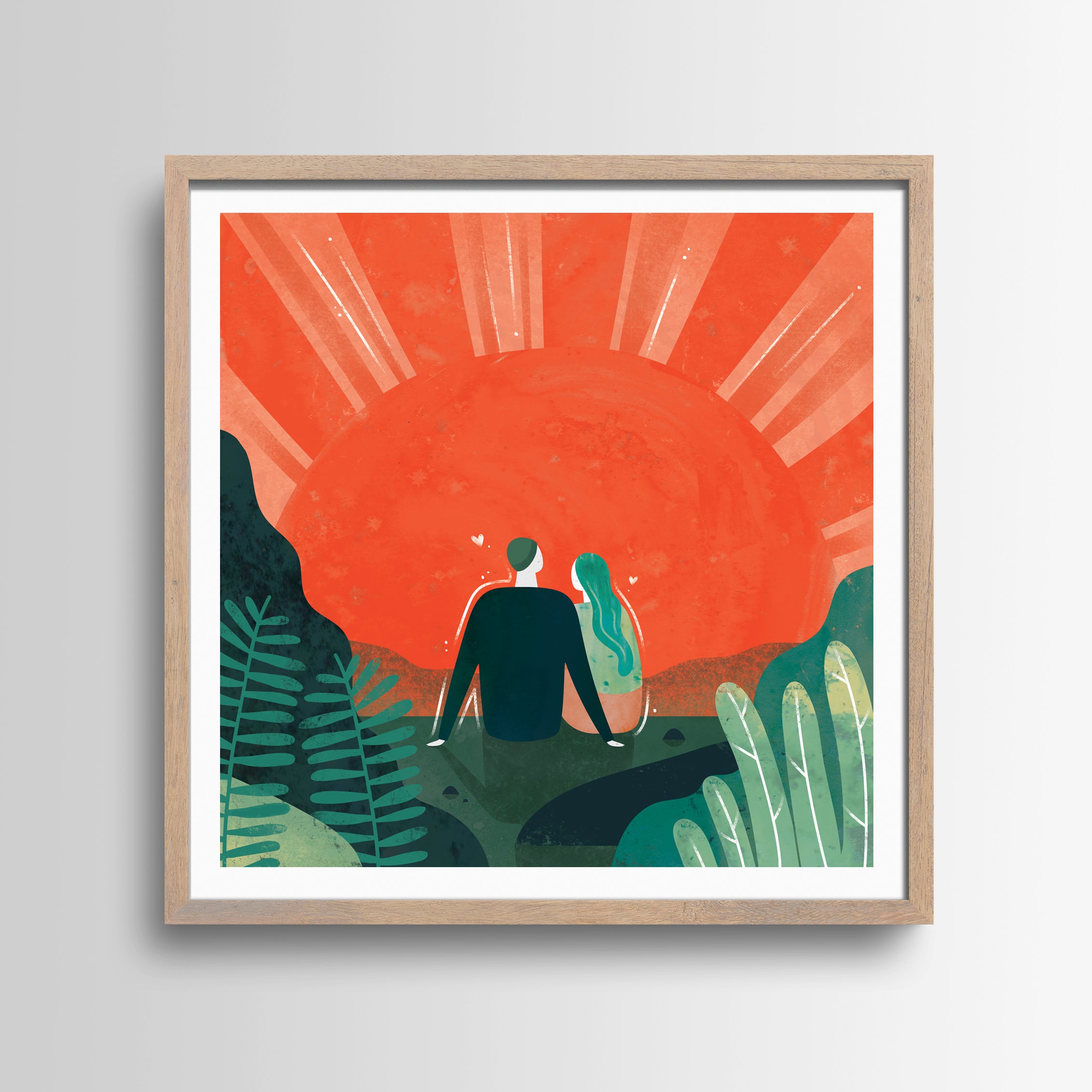 12 X 12 Inch Wall Art, Illustration Print, You Brighten My Day, Couple ...