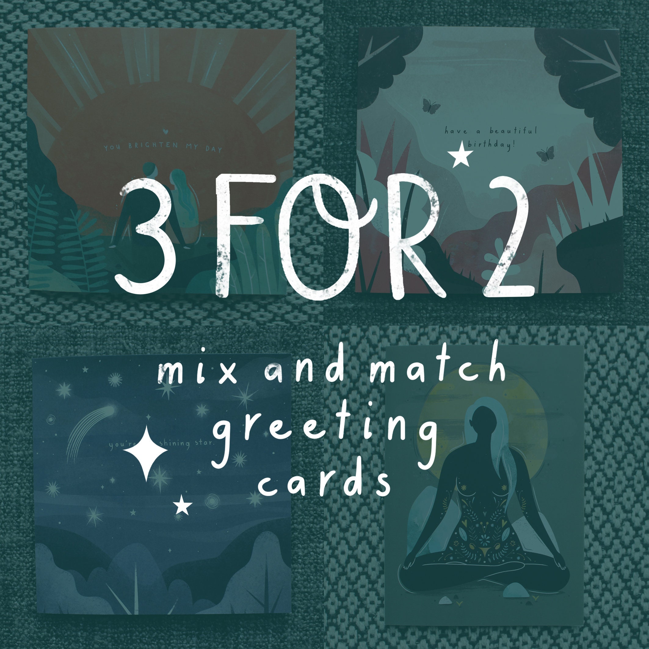 3 for 2 Greeting Cards Pack of 3 Mix & Match Illustration | Etsy