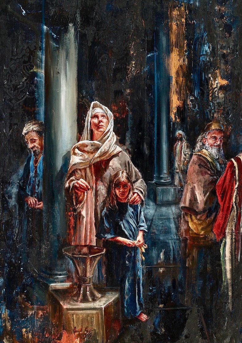 The Widows Mite" Depicting a Young Widow Sacrificing With Faith for the ...