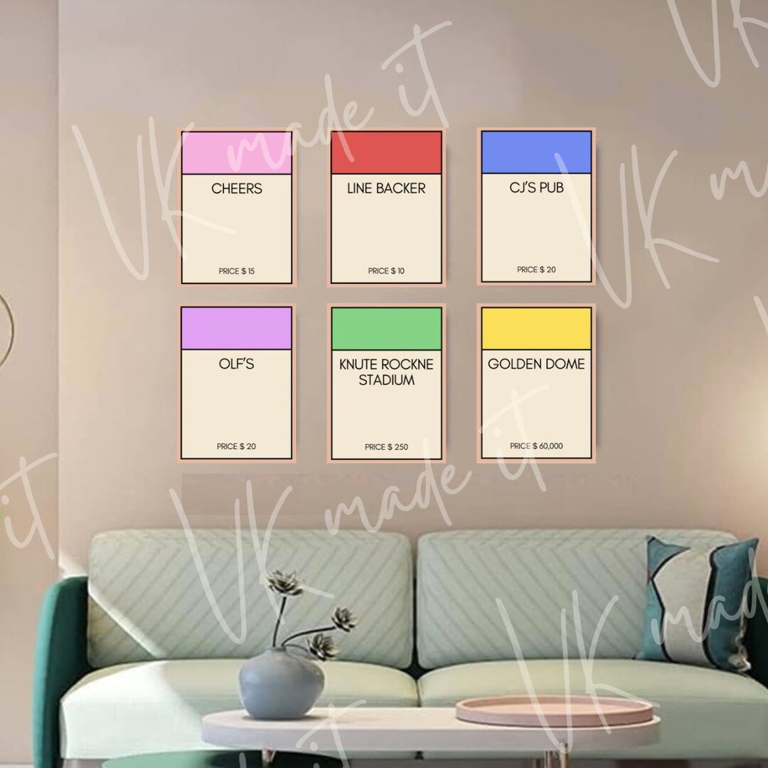 Monopoly University of Notre Dame Posters X8 Digital Download - Etsy