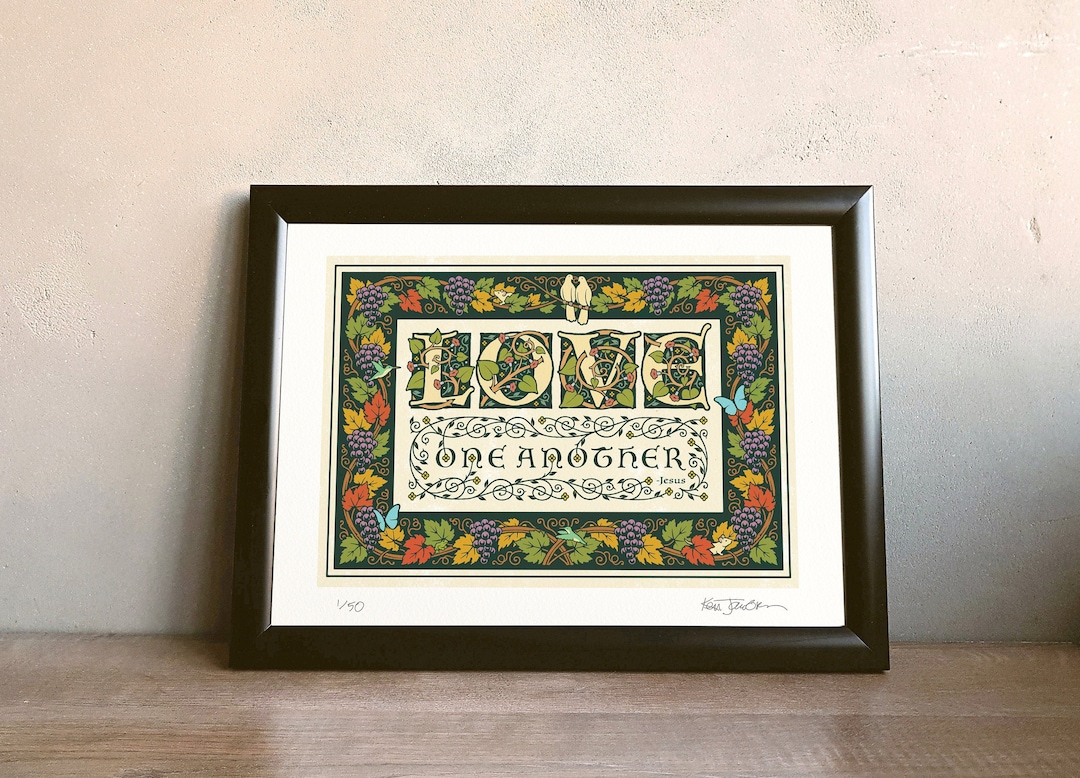 Love One Another, Christian Wall Art, Bible Verse, Scripture, Book of ...