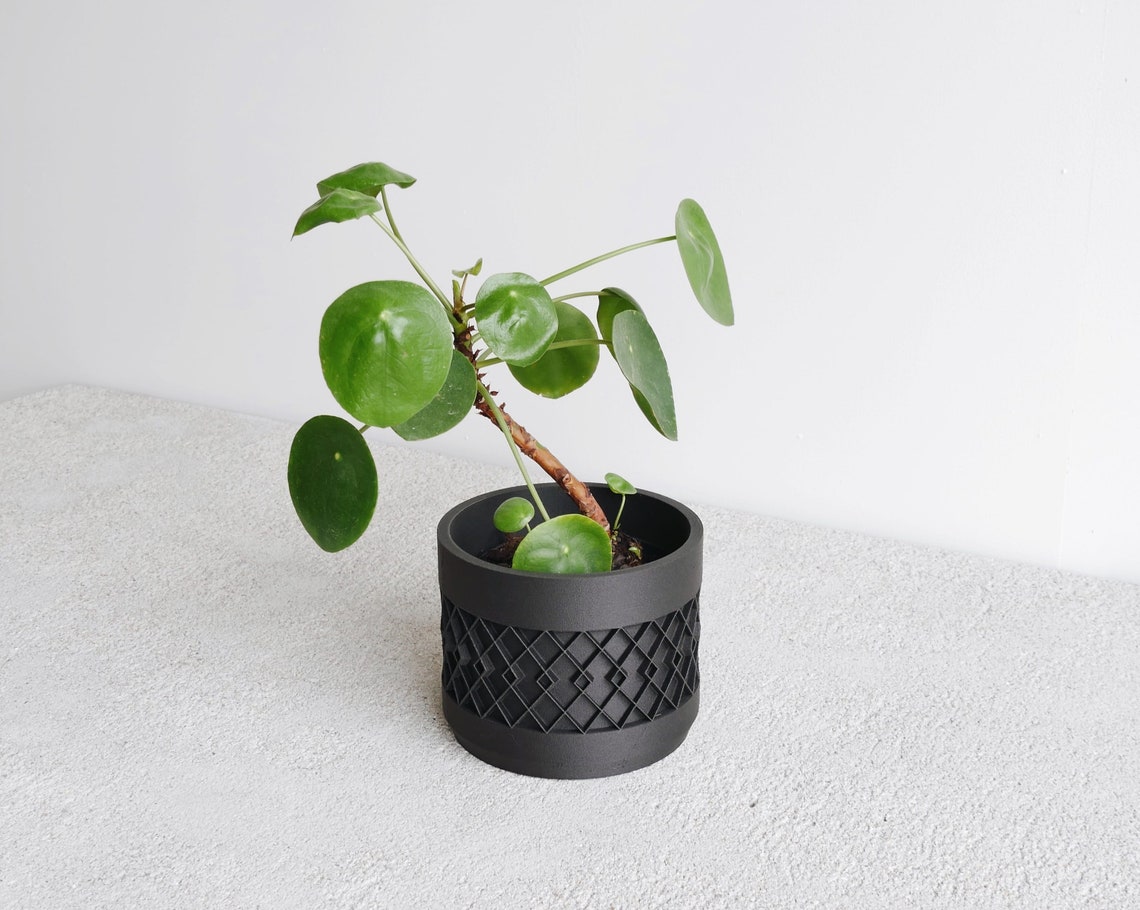 Large Indoor Planter AZTEK Black - Etsy