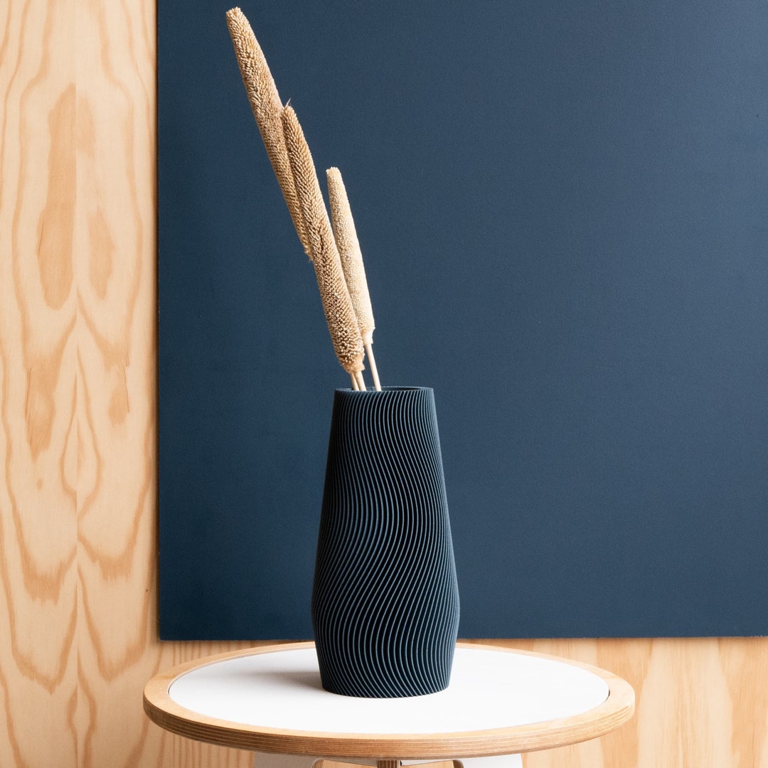 Blue Wave Vase for Fresh or Dried Flowers - Original Gift for Plant ...