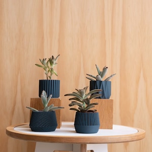 Set of 4 Small Indoor Planters - Indigo Blue - Original Planter Gift ...