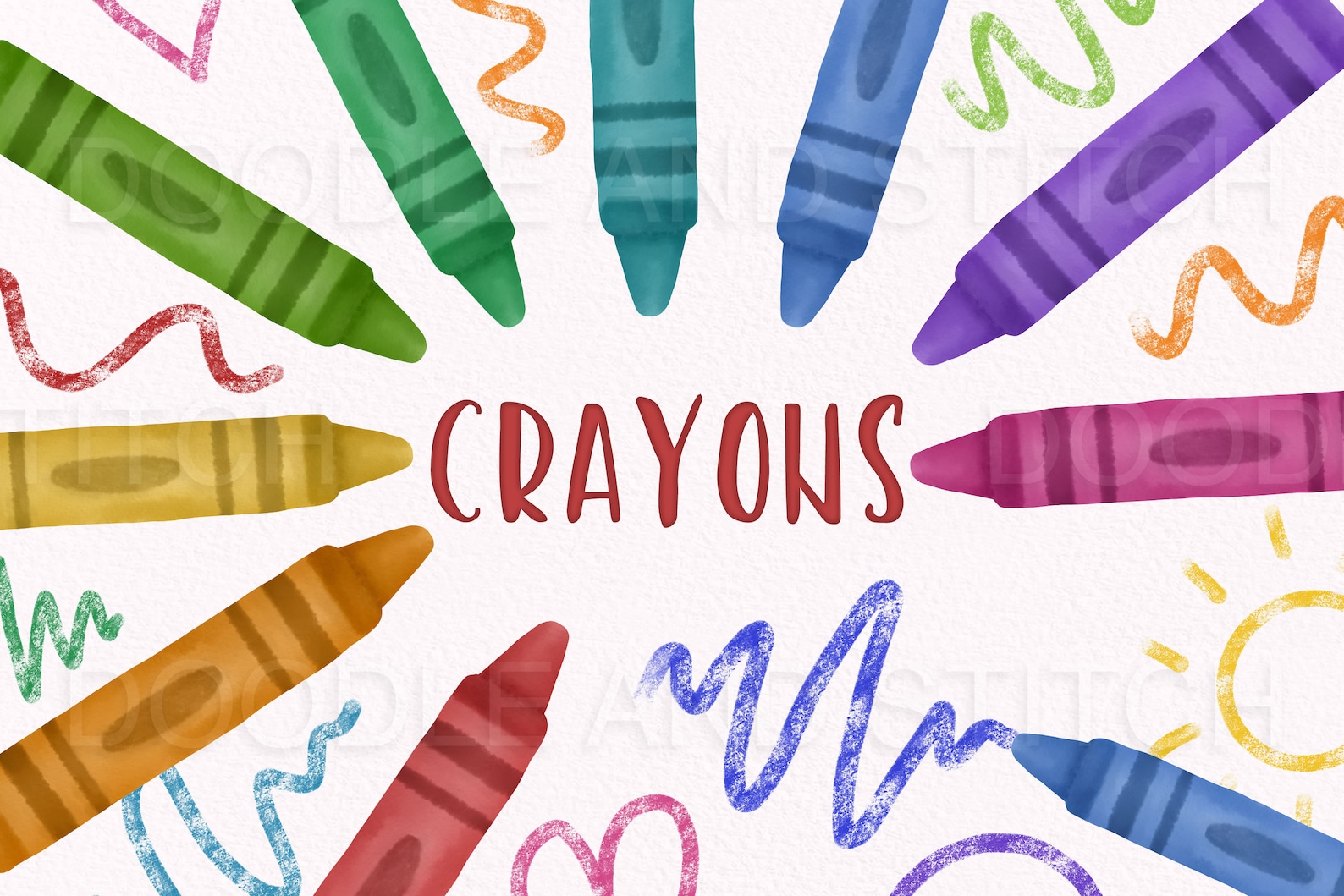 Crayons Clipart Illustrations, Watercolor Crayon Clip Art Designs With ...