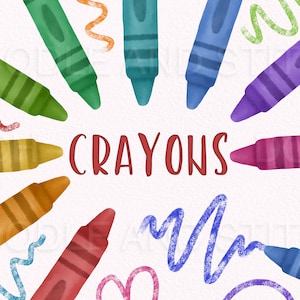 Crayons Clipart Illustrations, Watercolor Crayon Clip Art Designs With ...