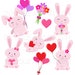 Love Bunny Clipart, Valentines Day Bunnies, Cute Bunny Clip Art, Pink ...