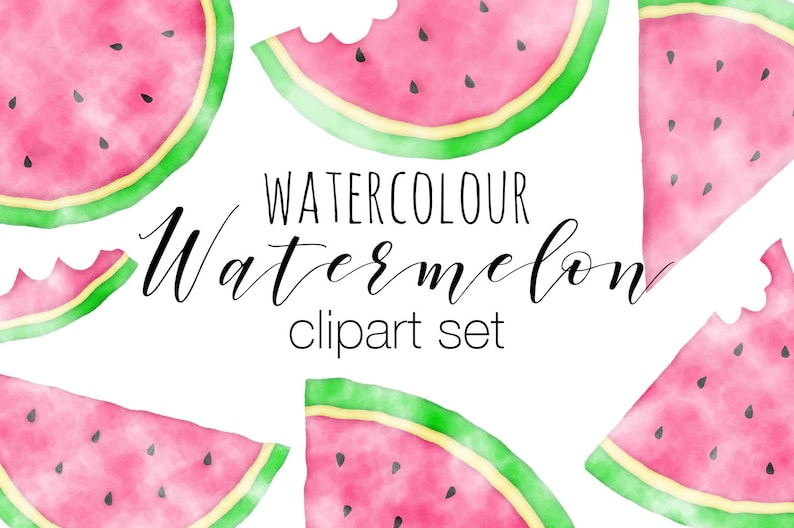 Watermelon Clipart Set, Watercolour Watermelon Clip Art, Watercolor ...