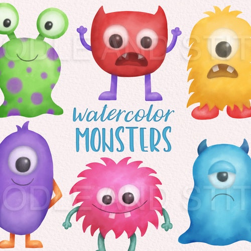 Monster Clipart Set Cute Monsters Clip Art Designs Fun - Etsy