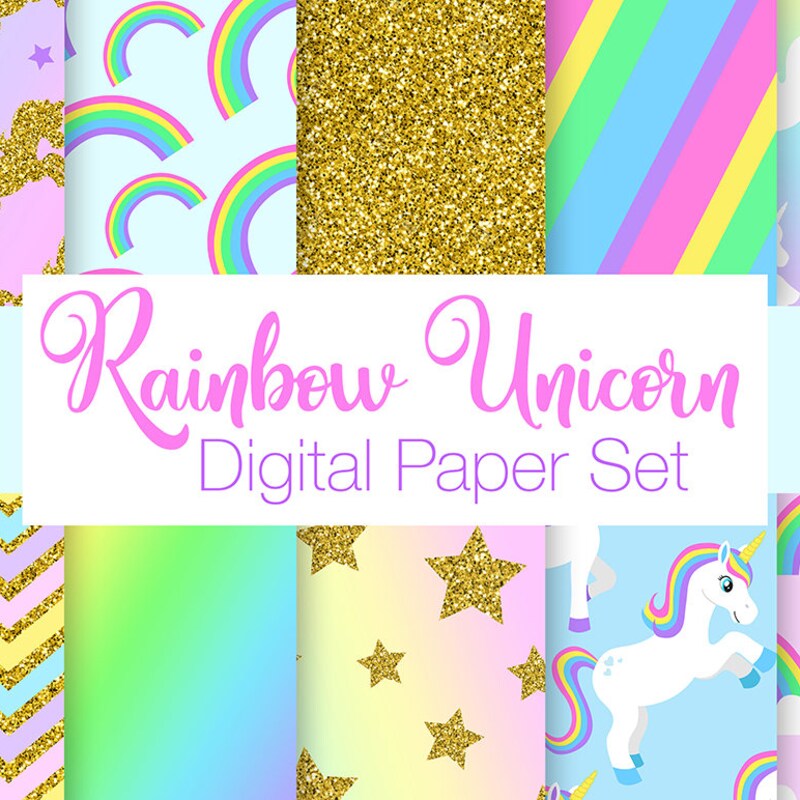 Unicorn Digital Paper - Etsy