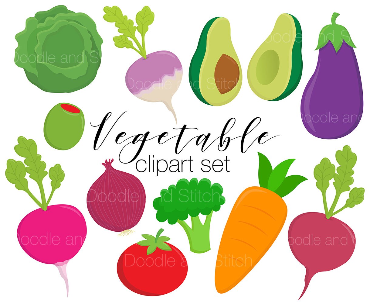Vegetable Clipart Set, Veggie Clip Art Pictures, Veg Vector ...