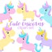Unicorn Clipart Set, Cute Unicorns Clip Art Illustrations, Pastel ...