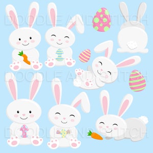 Easter Bunny Clipart Illustrations, Cute Easter Bunnies, Commercial Use ...