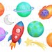 Space Clipart Set, Watercolor Space Illustrations, Watercolor Planets ...