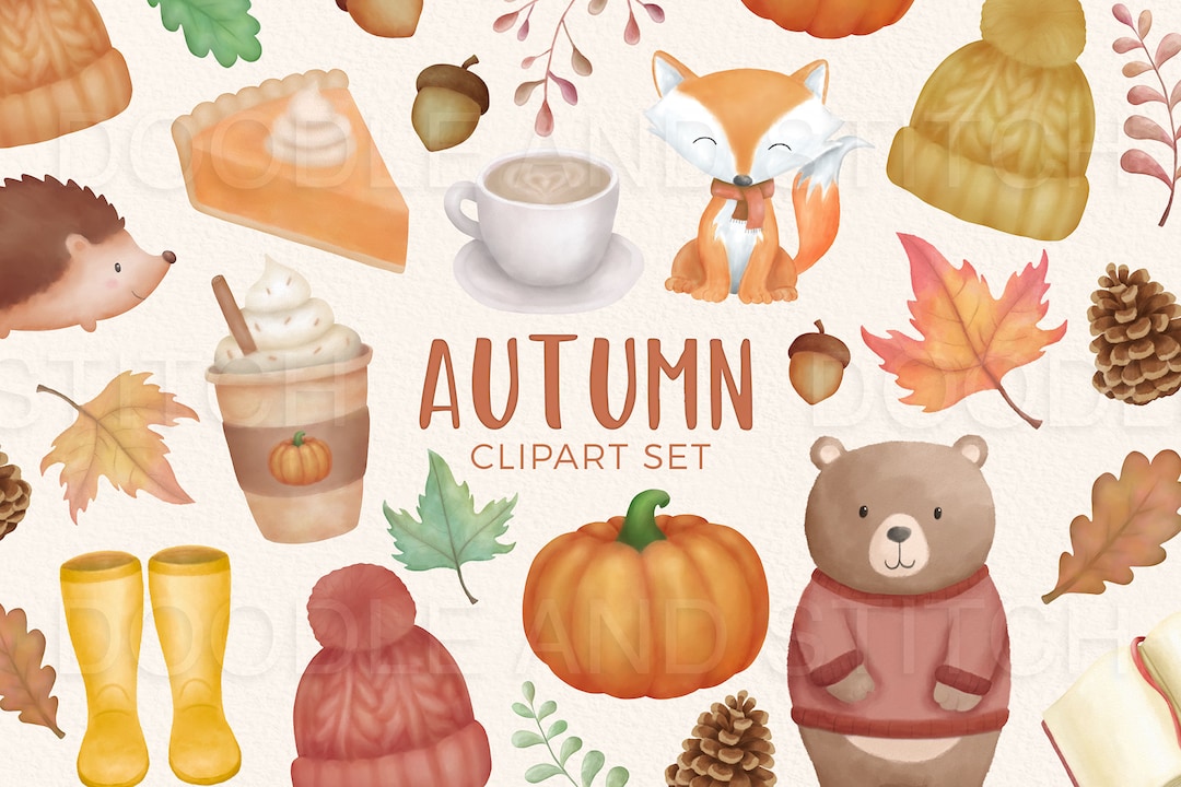 Fall Watercolor Clipart Set Autumn Watercolour Clip Art - Etsy