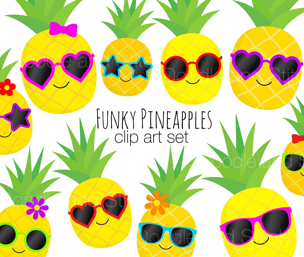 Pineapple Clip Art Pictures Pineapples in Sunglasses Summer - Etsy Canada