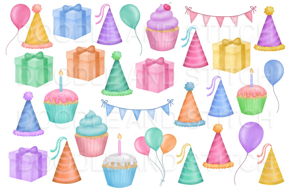 Party Clipart Illustrations Birthday Clip Art Designs | Etsy