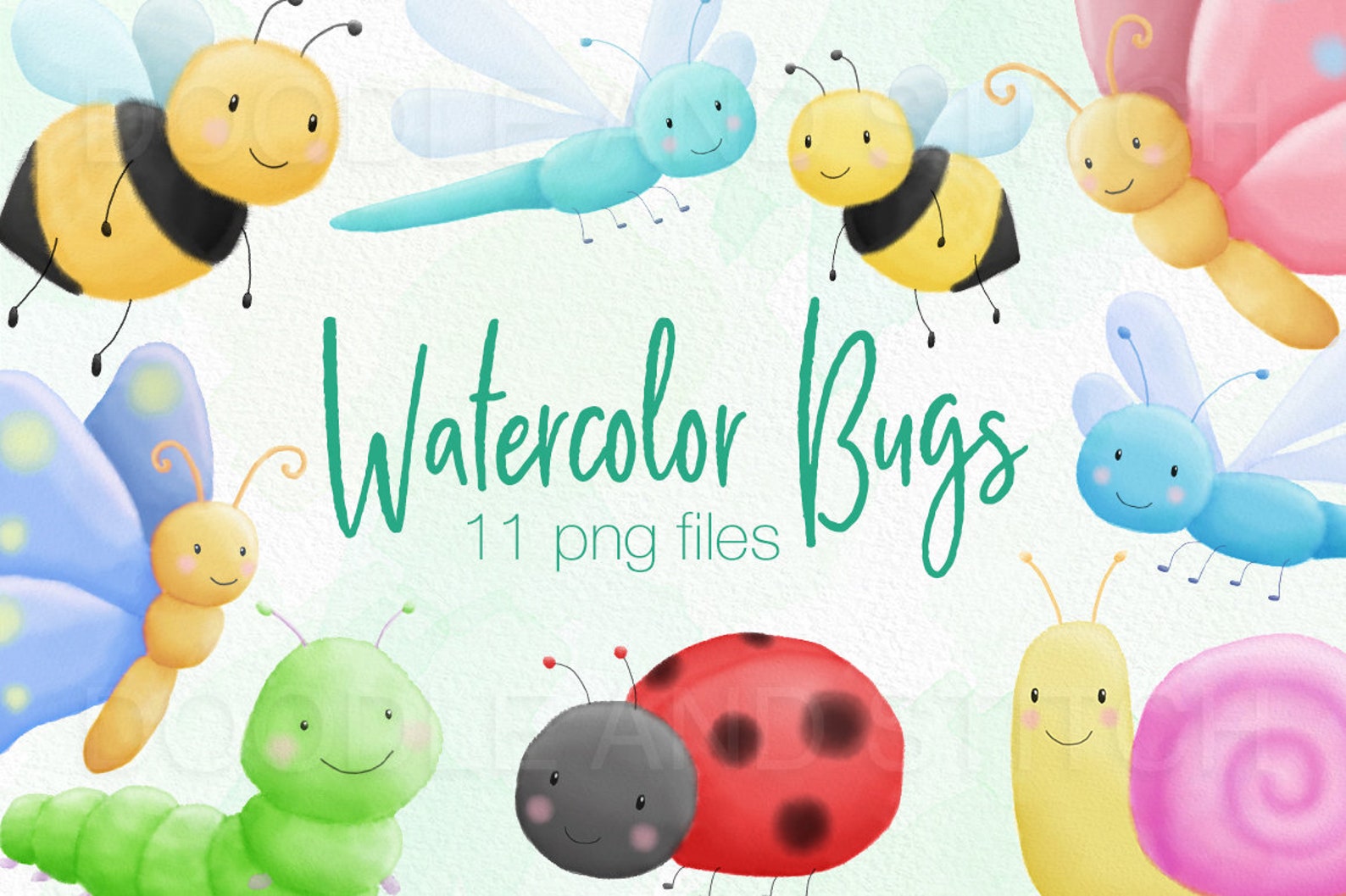 Watercolor Bug Clipart Illustrations Cute Insect Clip Art - Etsy