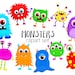 Monster Clipart Set Cute Monsters Clip Art Designs Fun