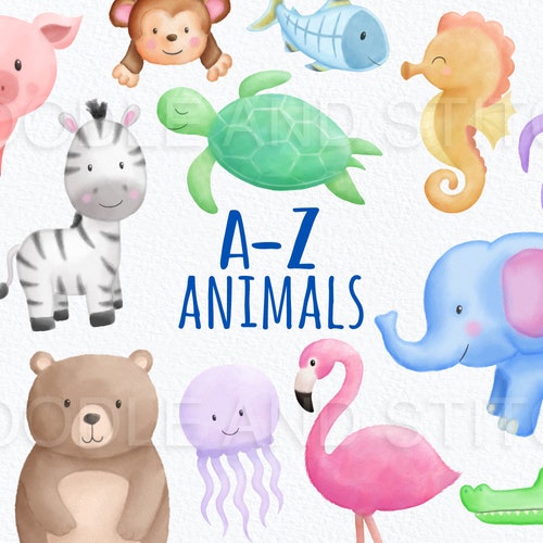 Alphabet Animals Clipart Set Watercolor A-Z Animals Clip Art - Etsy ...