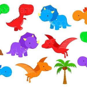 Dinosaur Clipart Set, Cute Dinosaur Illustrations, T-rex Clip Art ...