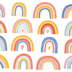 Rainbow Clipart Set, Cute Rainbow Illustrations, Scandi Rainbow Designs ...