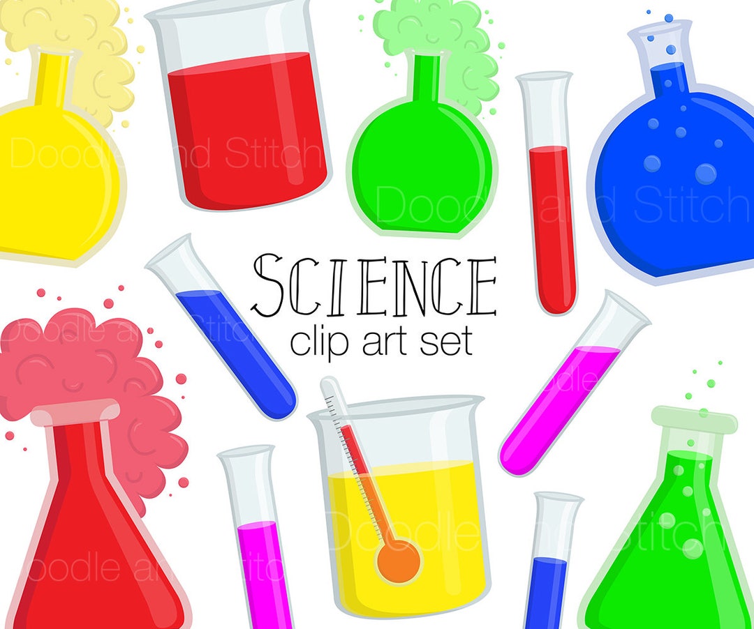 Science Clip Art Set, Fun Scientific Clipart, Science Experiment ...