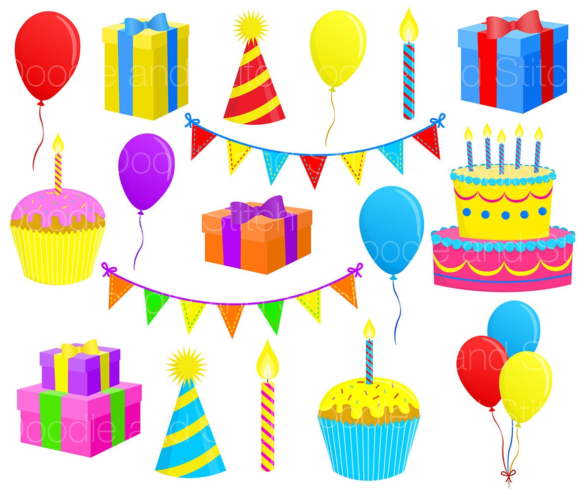 Birthday Clip Art Pictures Party Clipart Designs | Etsy