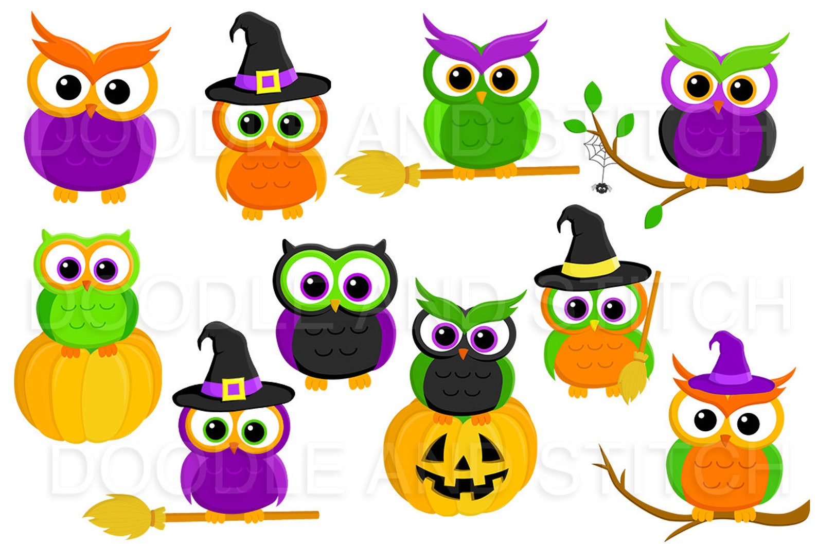 Halloween Owls Clipart Spooky Owl Clip Art Pictures - Etsy Israel