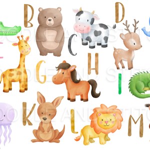 Alphabet Animals Clipart Set, Watercolor A-Z Animals Clip Art Designs ...