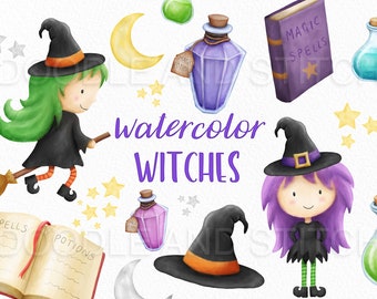 Halloween Witchcraft Clipart With Elixir Potion Jars - Etsy