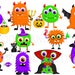 Halloween Monsters Clipart Illustrations, Cute Monster Clip Art Set ...
